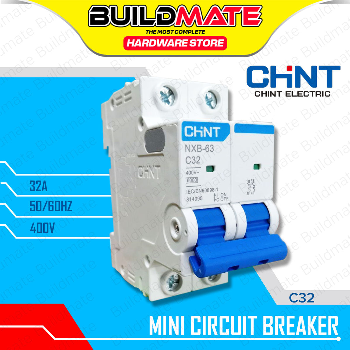 BUILDMATE Chint Mini Circuit Breaker MCB 16A - 63A 2 Pole Electrical S — Buildmate
