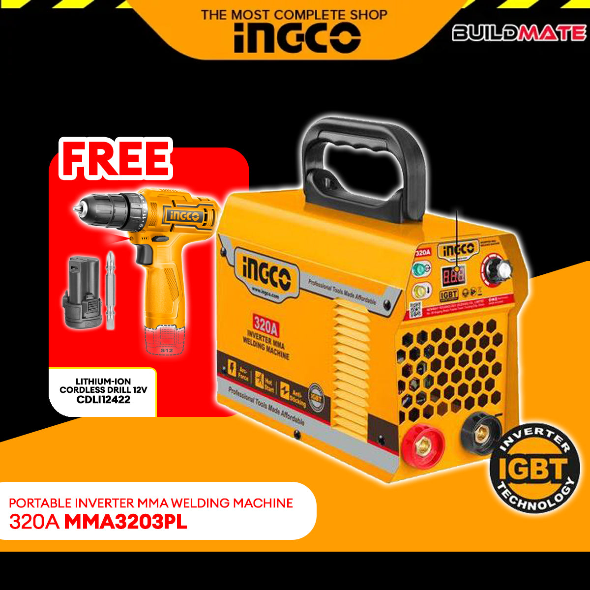 [NEW!] BUILDMATE Ingco Portable Inverter Welding Machine IGBT ARC Inve ...