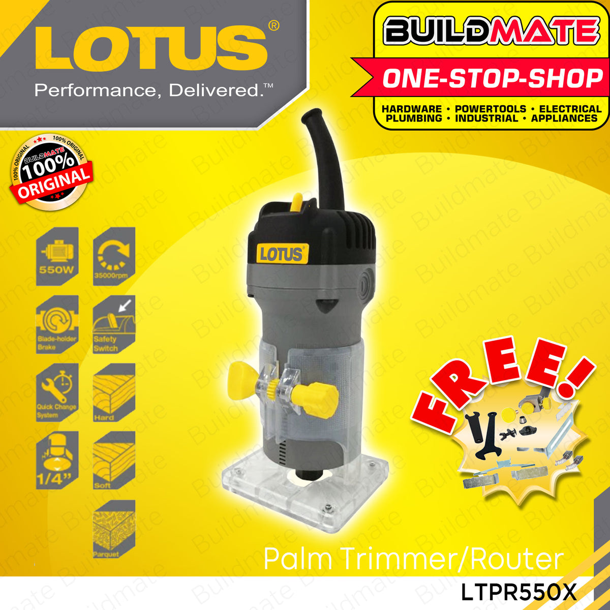 LOTUS Palm Router/ Trimmer 550W LTPR550X •BUILDMATE• LPT — Buildmate
