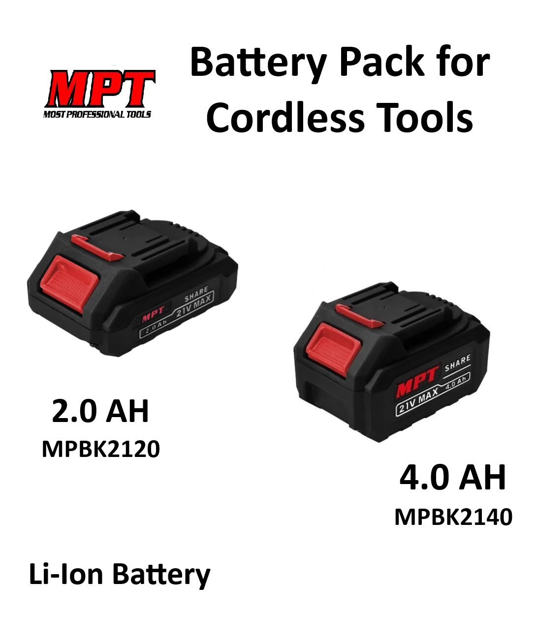 MPT 2.0AH | 4.0AH Battery Pack for Cordless Tools 21V MPBK2120 | MPBK2 ...