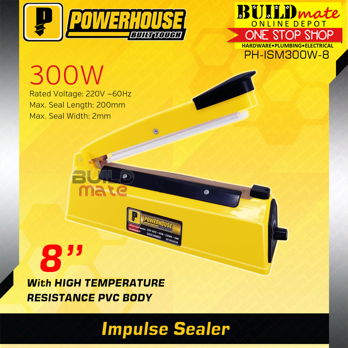POWERHOUSE Plastic Impulse Sealer Machine 8" 300W PHB-ISM300W-8 •BUILD ...