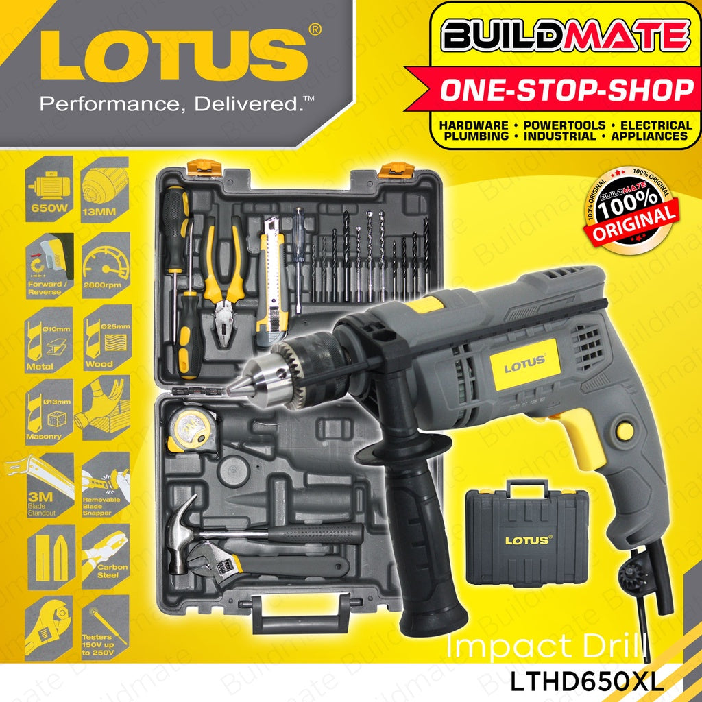 LOTUS Impact Drill 650W with DIY Tool Kit LTHD650XL •BUILDMATE• LUTOS ...