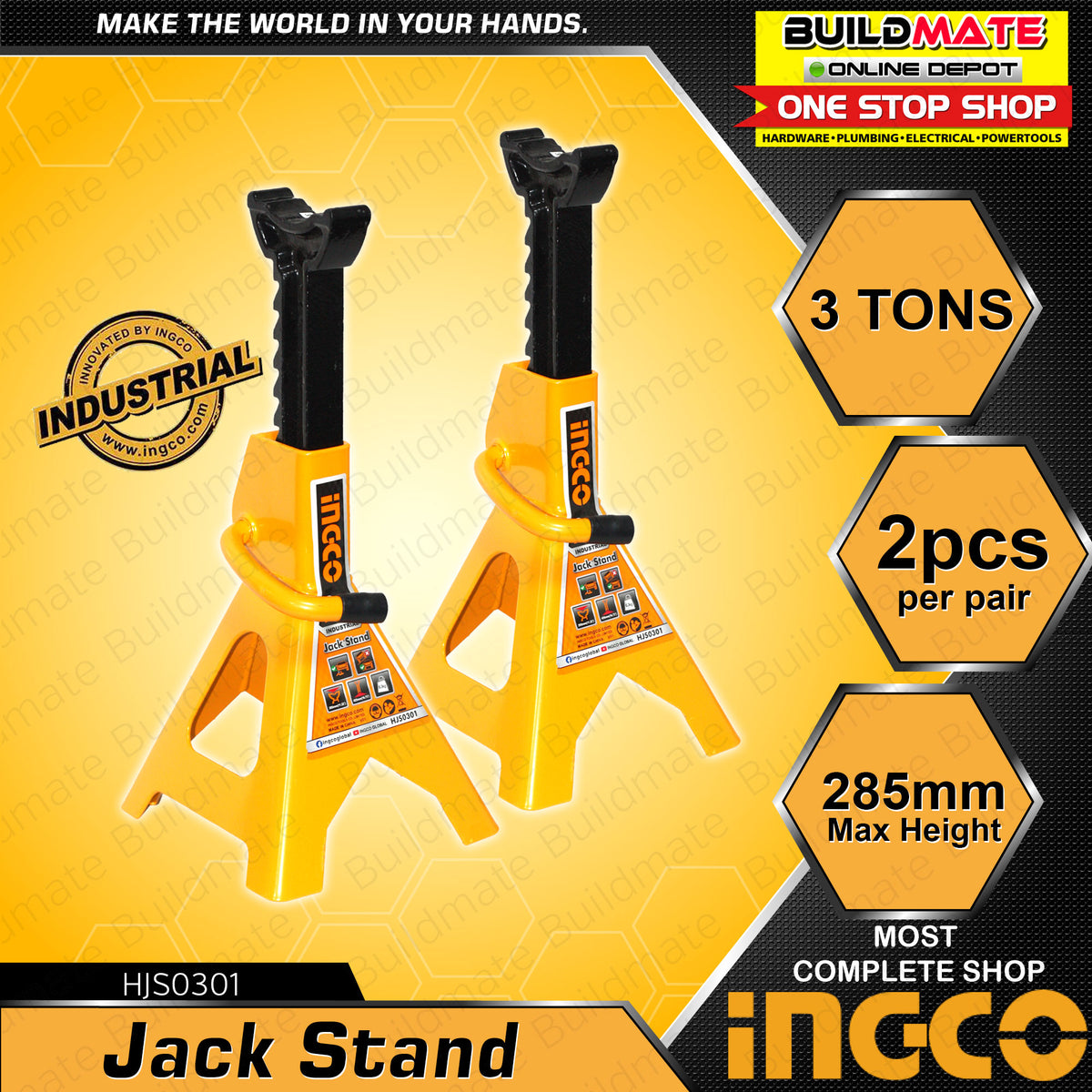 INGCO Jack Stand 3 Tons HJS0301 •BUILDMATE• IHT — Buildmate