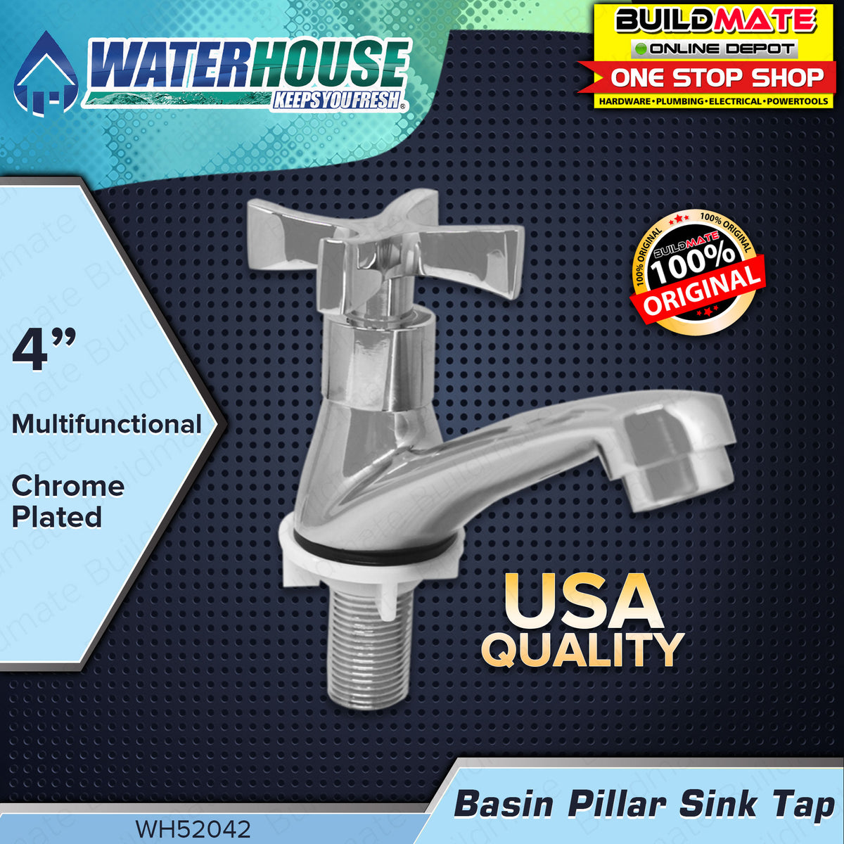 WATERHOUSE by POWERHOUSE Sink Tap Lavatory Faucet Cross Handle 4" WH52 ...