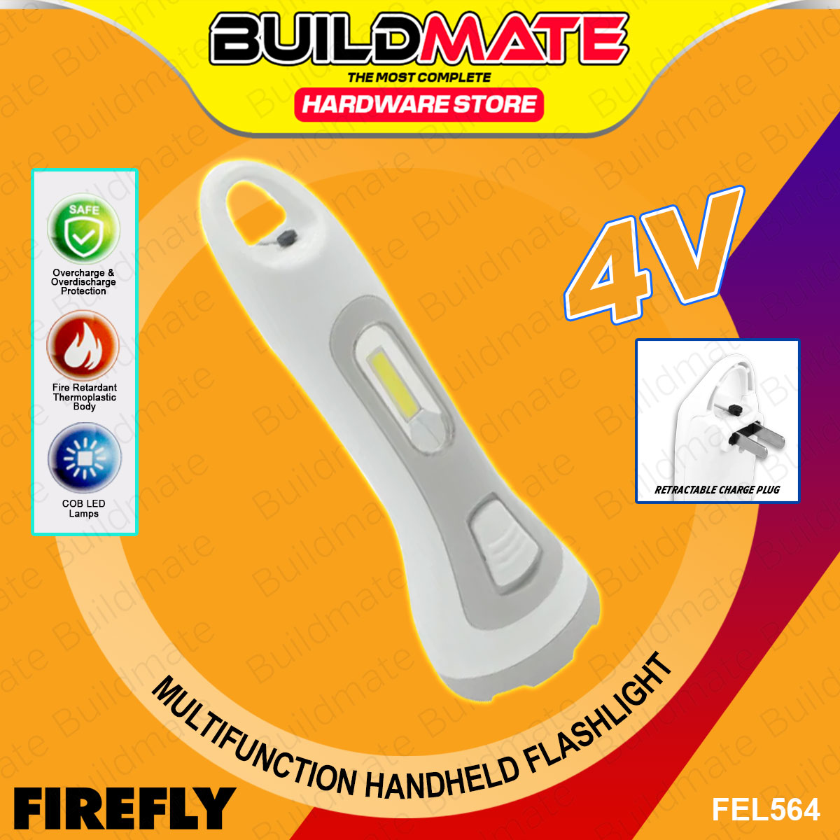 BUILDMATE Firefly Multifunction Handheld Flashlight LED Rechargeable P ...
