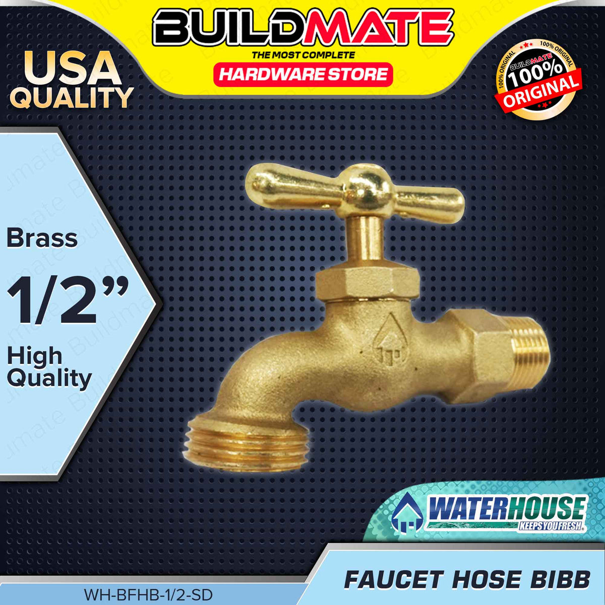 BUILDMATE Waterhouse Brass Faucet Hose / Plain Bibb 1/2" Outdoor Garde — Buildmate