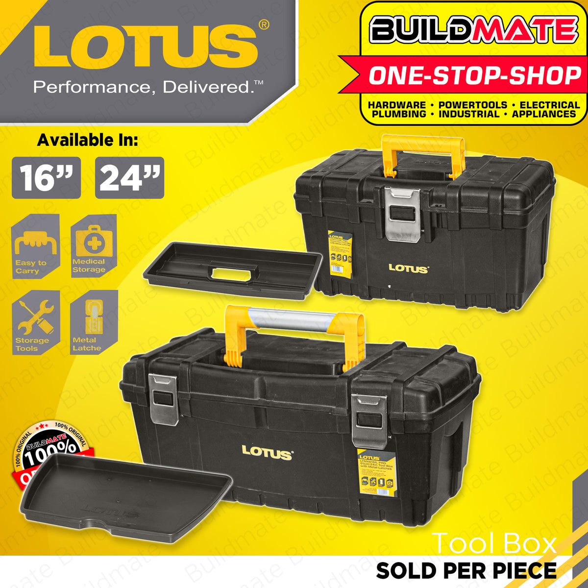 BUILDMATE Lotus Tool Box Organizer Storage Tools 16" 40CM / 24" Inch 6 ...
