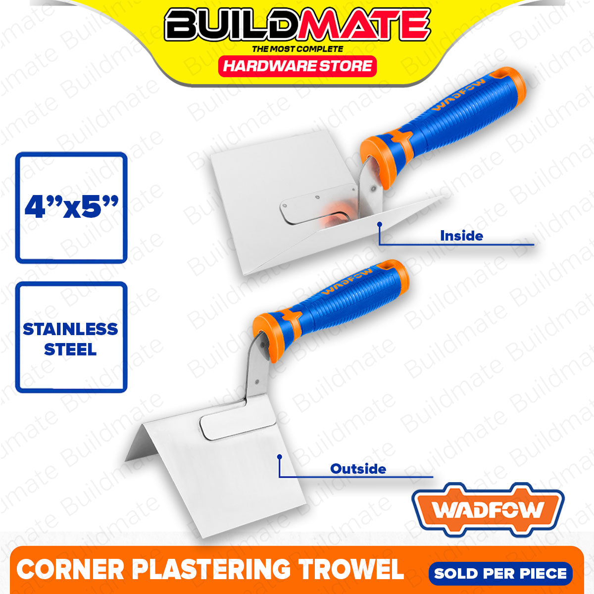 BUILDMATE Wadfow 4" x 5" Inch Inside / Outside Corner Plastering Trowe ...