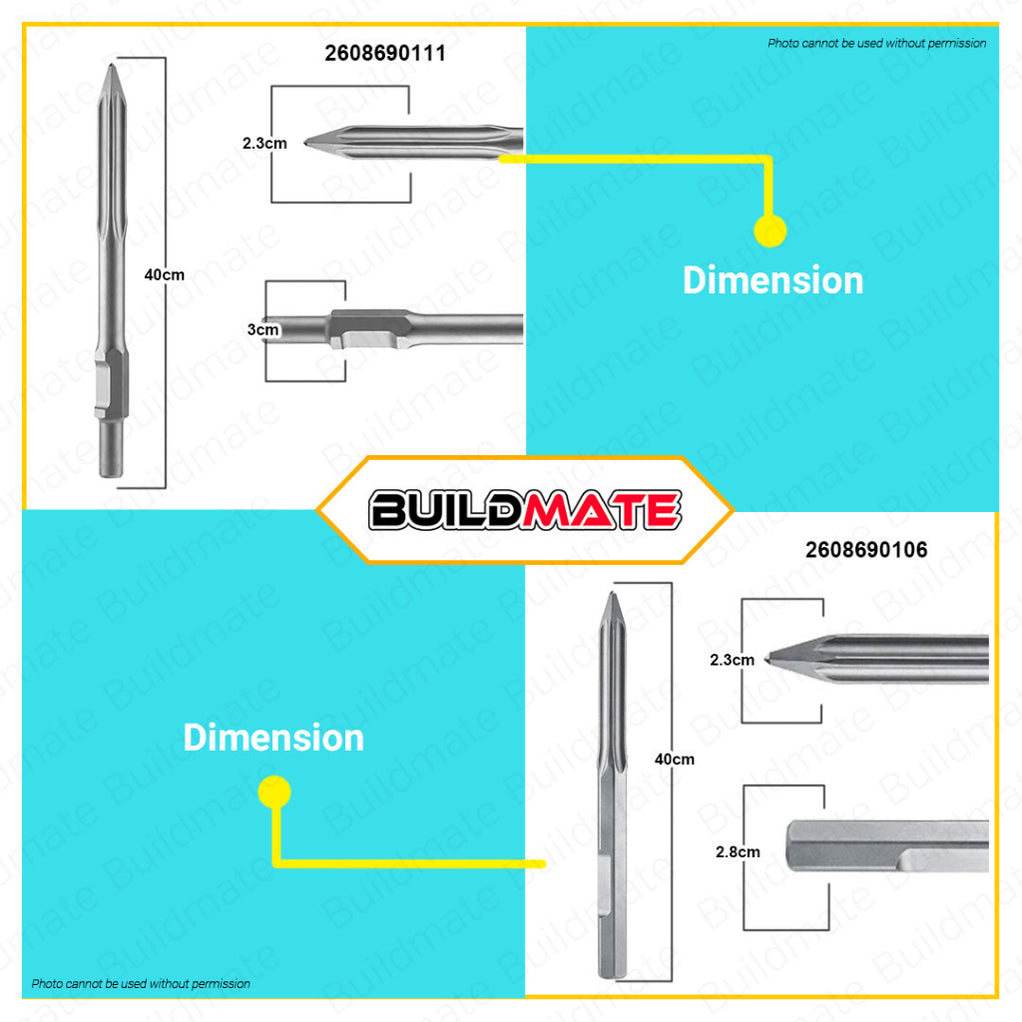 BUILDMATE Bosch (Star Point) RTec Pointed Chisel | SDS-Max Flat Chisel ...