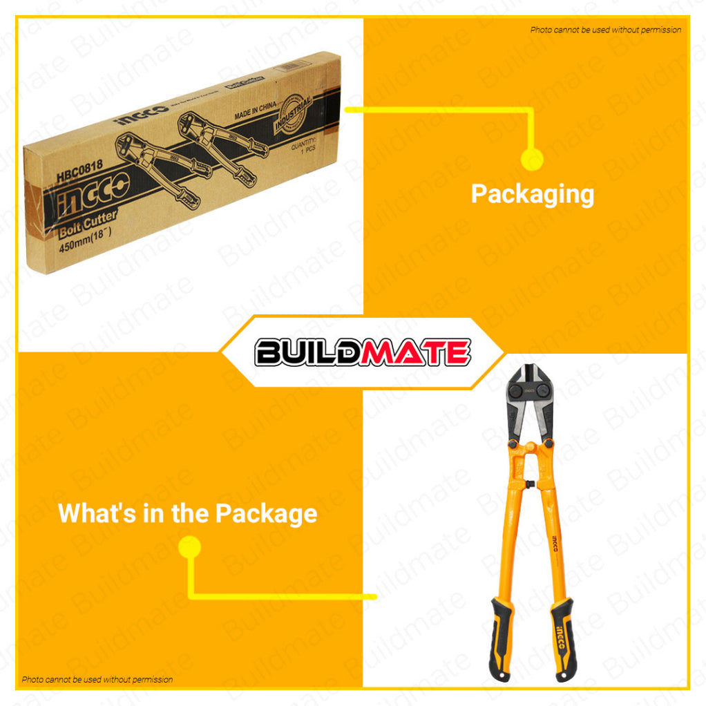 BUILDMATE Ingco Bolt Cutter 18" Inch Chain Wire Lock Cutter Rebar Cutt ...