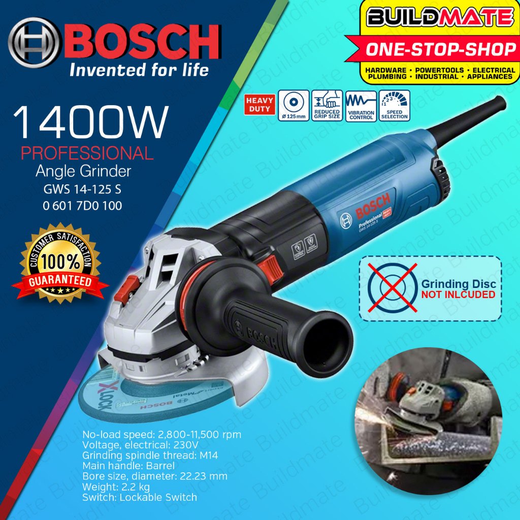 BUILDMATE Bosch 5" Inch 1400W Electric Angle Grinder Grinding Machine ...