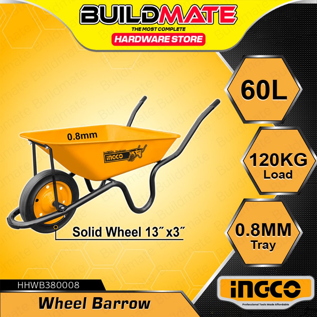 BUILDMATE Ingco 120KG Wheel Barrow Garden Cart Wheelbarrow Kartilya Ga ...