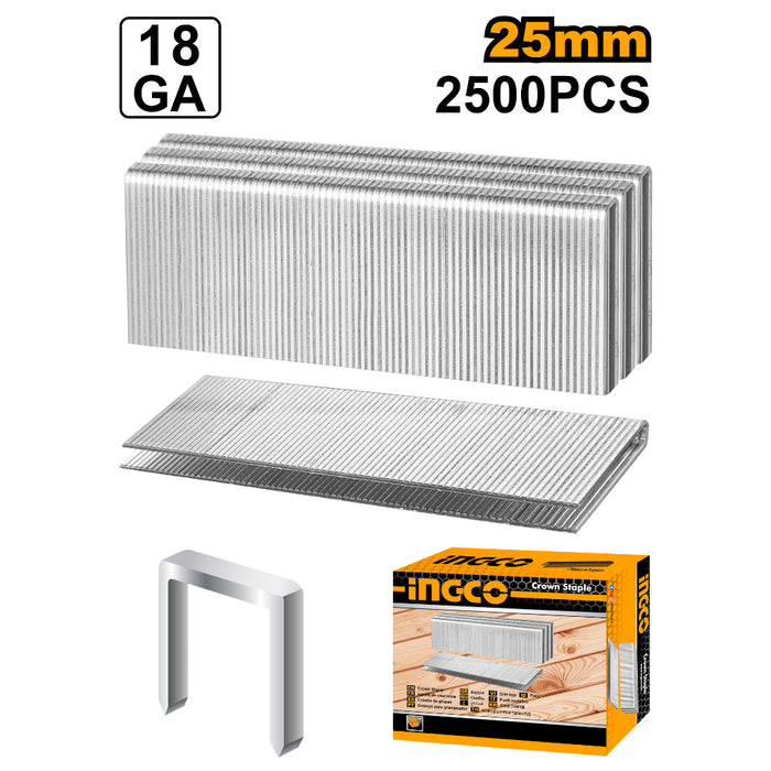 BUILDMATE Ingco 2500PCS/SET Crown Staple 25MM - 40MM for DIY Wood Work ...