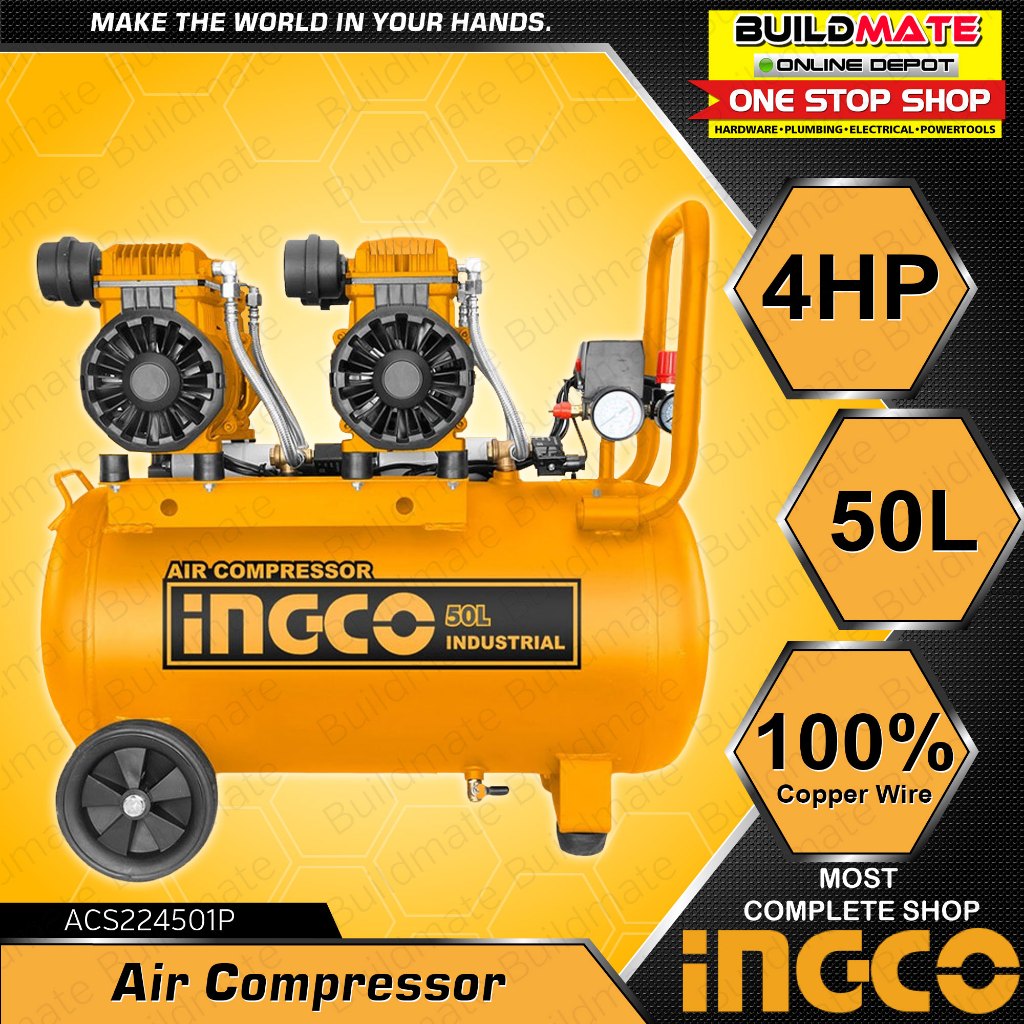 BUILDMATE Ingco Air Compressor 4HP SUPER SELECT Oil Less Auto Tire Pum ...