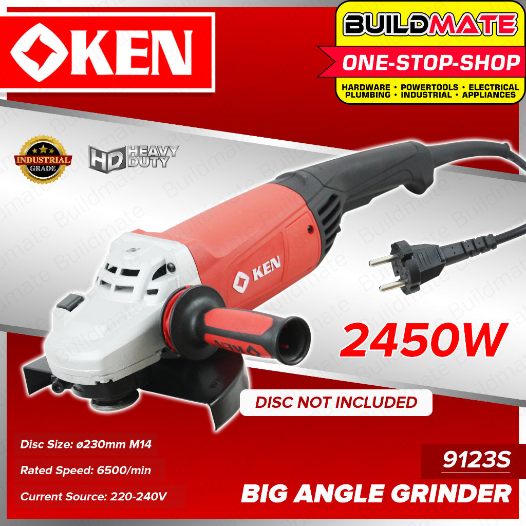 BUILDMATE Ken 2450W 230mm Industrial Big Electric Angle Grinder Cuttin ...