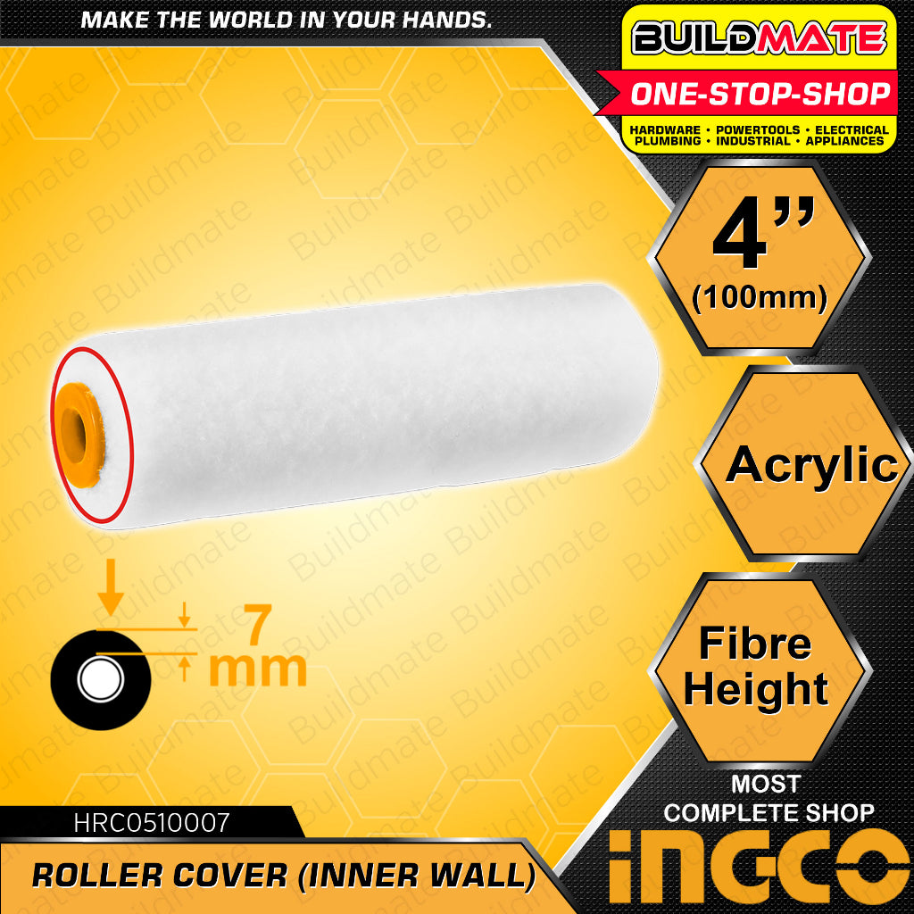 BUILDMATE Ingco 4" Inch 100mm Roller Cover Inner Wall Cylinder Brush P ...