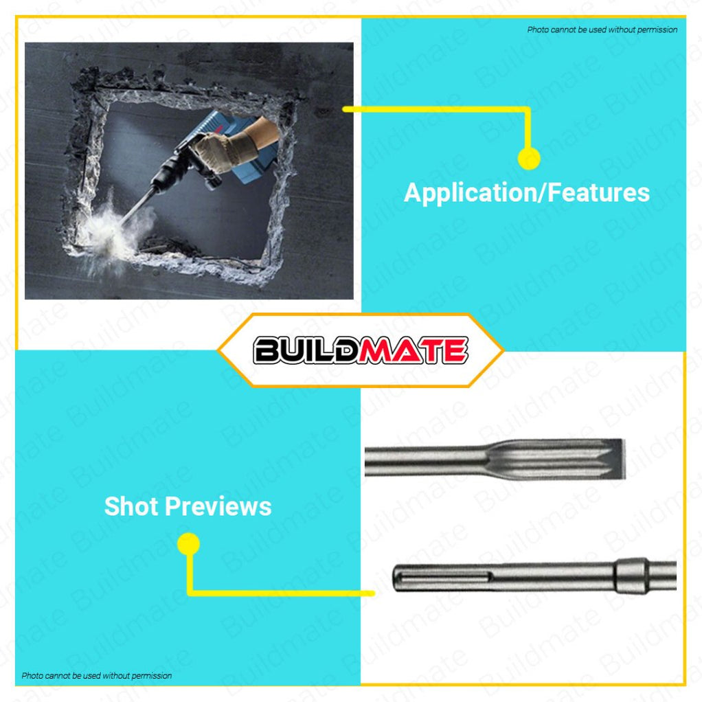 BUILDMATE Bosch 400x25mm SDS-Max Autosh RTEC Sharp Flat Chisel for Rot ...