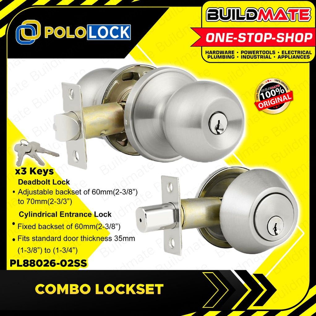 BUILDMATE Pololock Combo Lockset Double Deadbolt Lock +Cylindrical Ent ...
