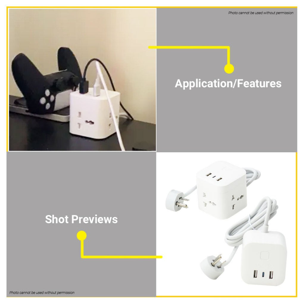 BUILDMATE Omni Cube Extension Cord Dice USB Power Strip 6 Outlet Heavy ...