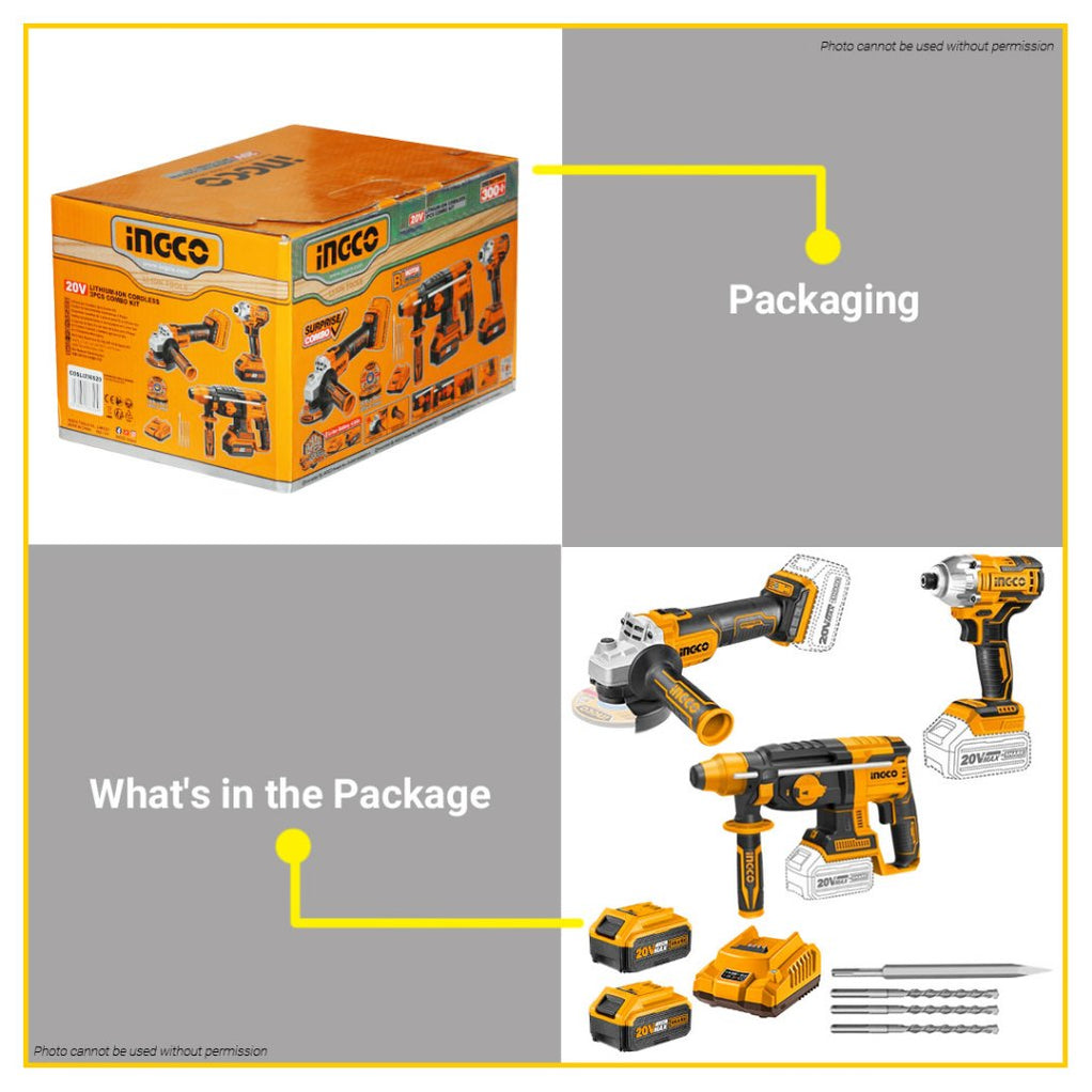 [EXCLUSIVE] BUILDMATE Ingco 3PCS/SET 20V Cordless Rotary Hammer Angle ...
