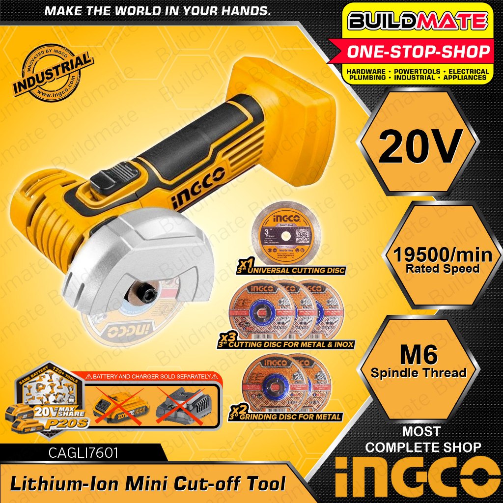 (SOLO) BUILDMATE Ingco 3" Inch Li-Ion Cordless Mini Cut Off Tool with ...