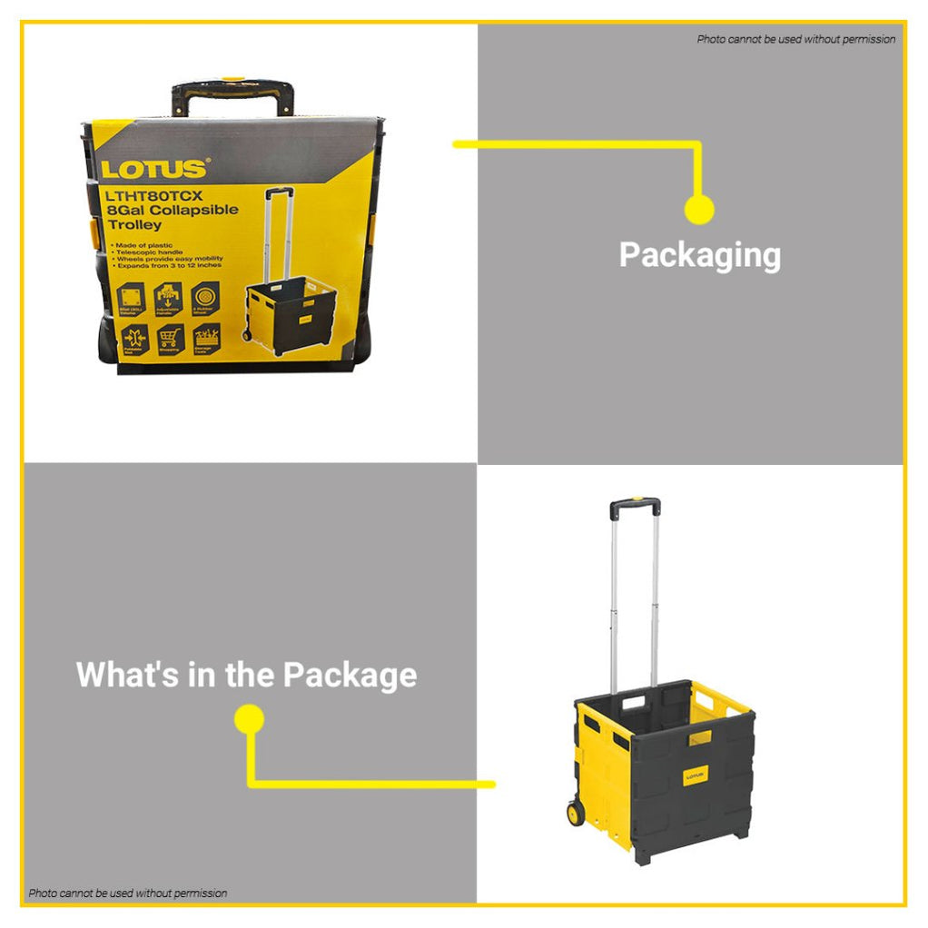 BUILDMATE Lotus 8Gal Collapsible Trolley Crate Foldable Hand Truck Sho ...