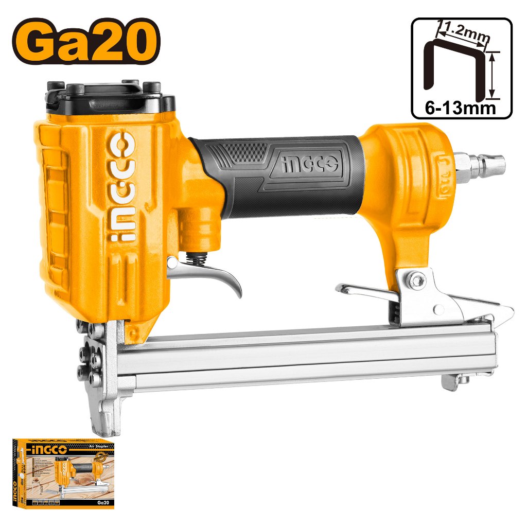 BUILDMATE Ingco 6-13mm Pneumatic Air Stapler Staple Gun Fastening Tool ...