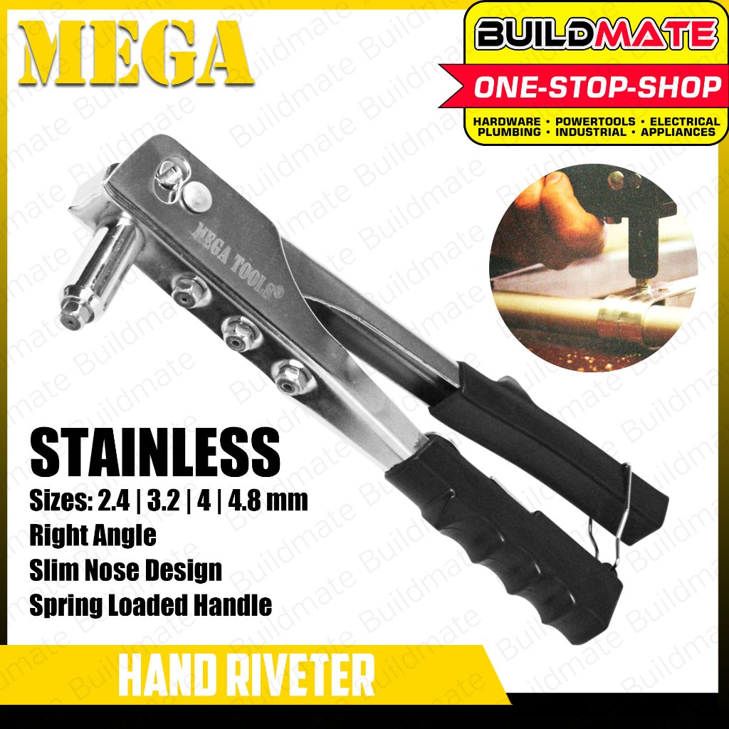 BUILDMATE Mega Hand Riveter 3 Nozzles Fastener Gun Rivet Stainless HD ...