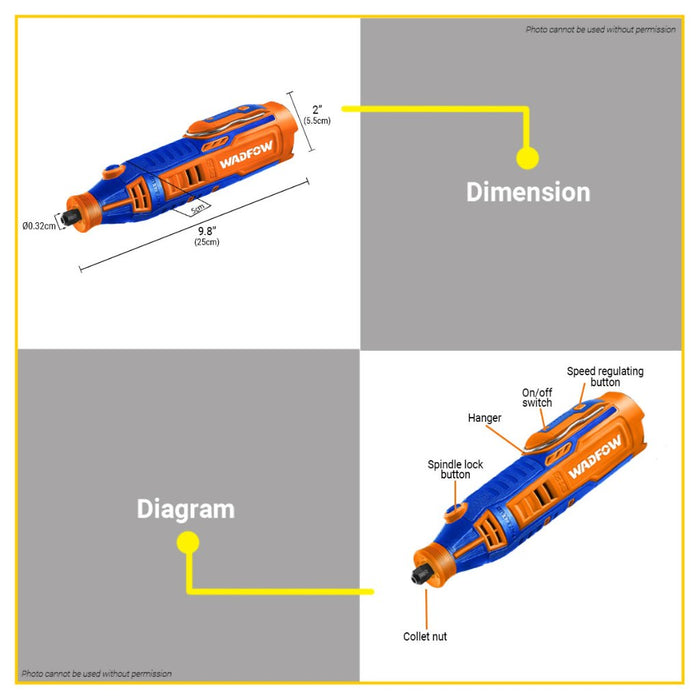 BUILDMATE Wadfow 12V Lithium-Ion Cordless Mini Die Grinder with Engrav ...