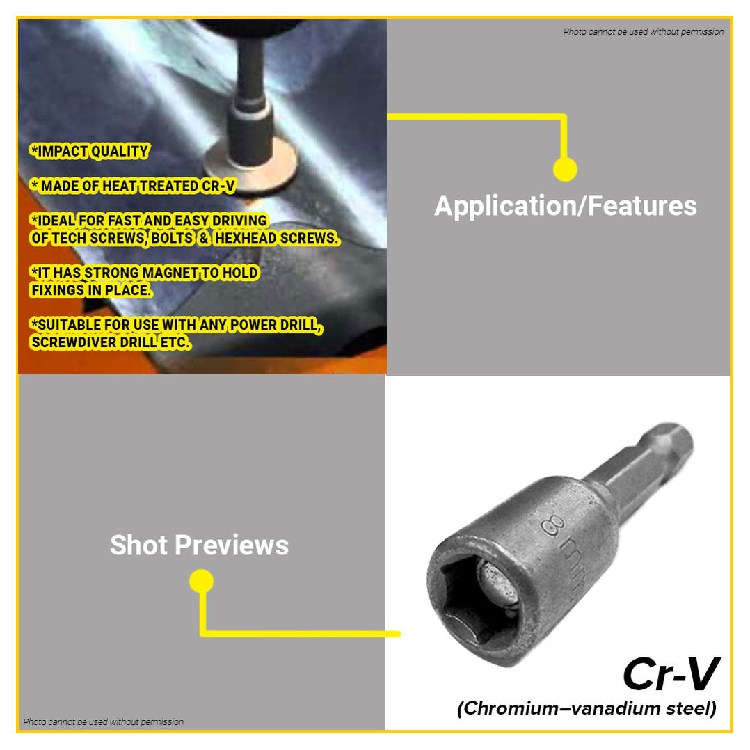 BUILDMATE Powerhouse TEK Screw Adaptor with Magnet 1/4" (8x48mm) Screw ...