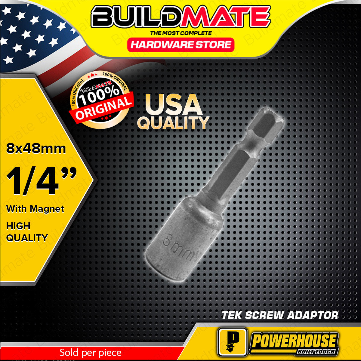 BUILDMATE Powerhouse TEK Screw Adaptor with Magnet 1/4" (8x48mm) Screw ...