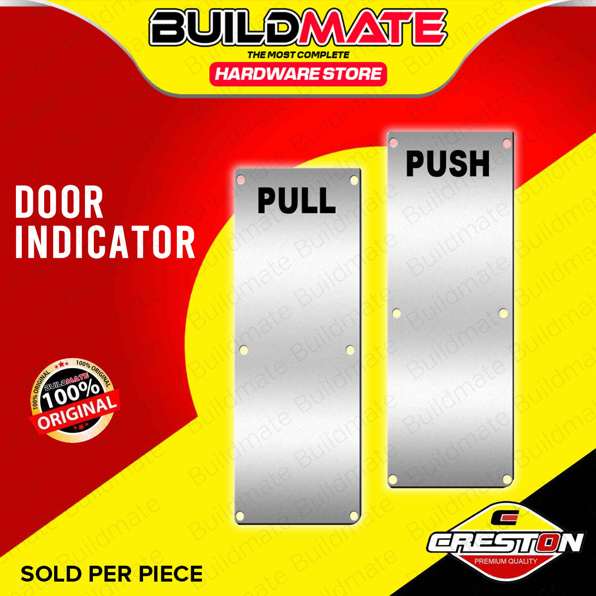 BUILDMATE Creston Stainless Steel Door Sign Indicator Push / Pull Hand ...