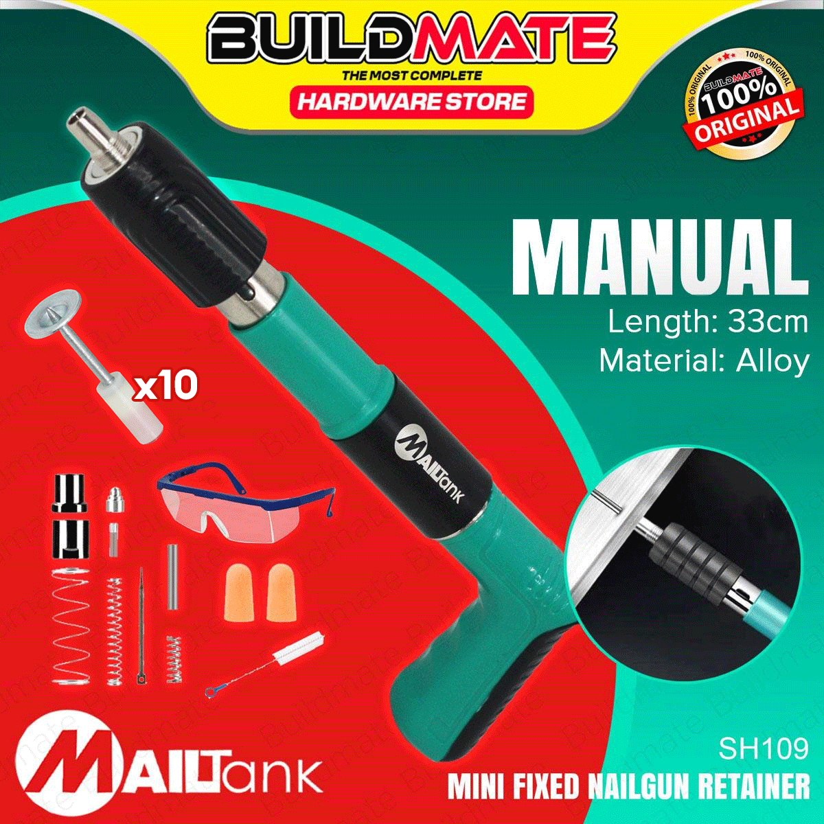 BUILDMATE Mailtank Mini Fixed Nail Gun Retainer Manual Steel Portable ...