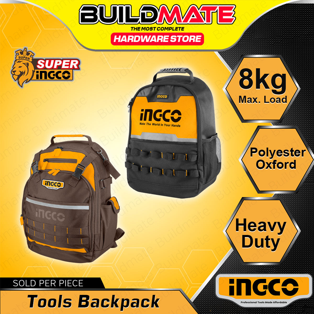 BUILDMATE Ingco Tools Backpack Heavy Duty Electrician Tool Kit Storage ...