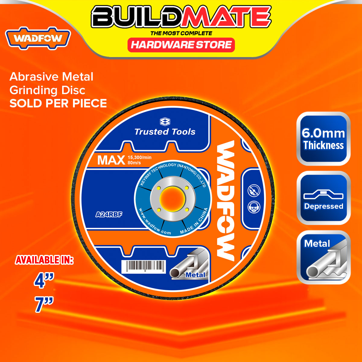 BUILDMATE Wadfow Abrasive Metal Grinding Disc 180mm / 100mm Metalworki ...