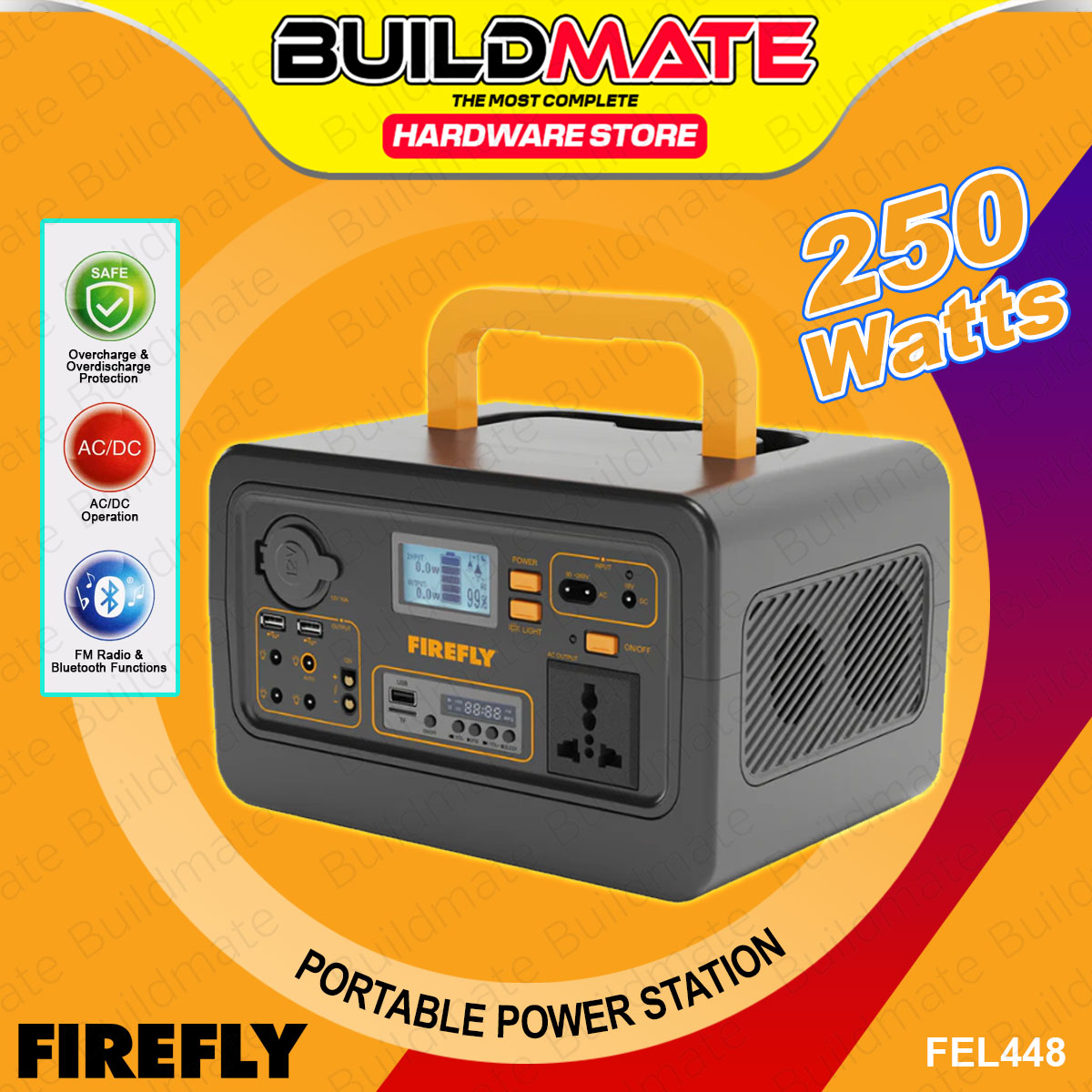 BUILDMATE Firefly Portable Power Station 250W with 4pcs Emergency LED ...