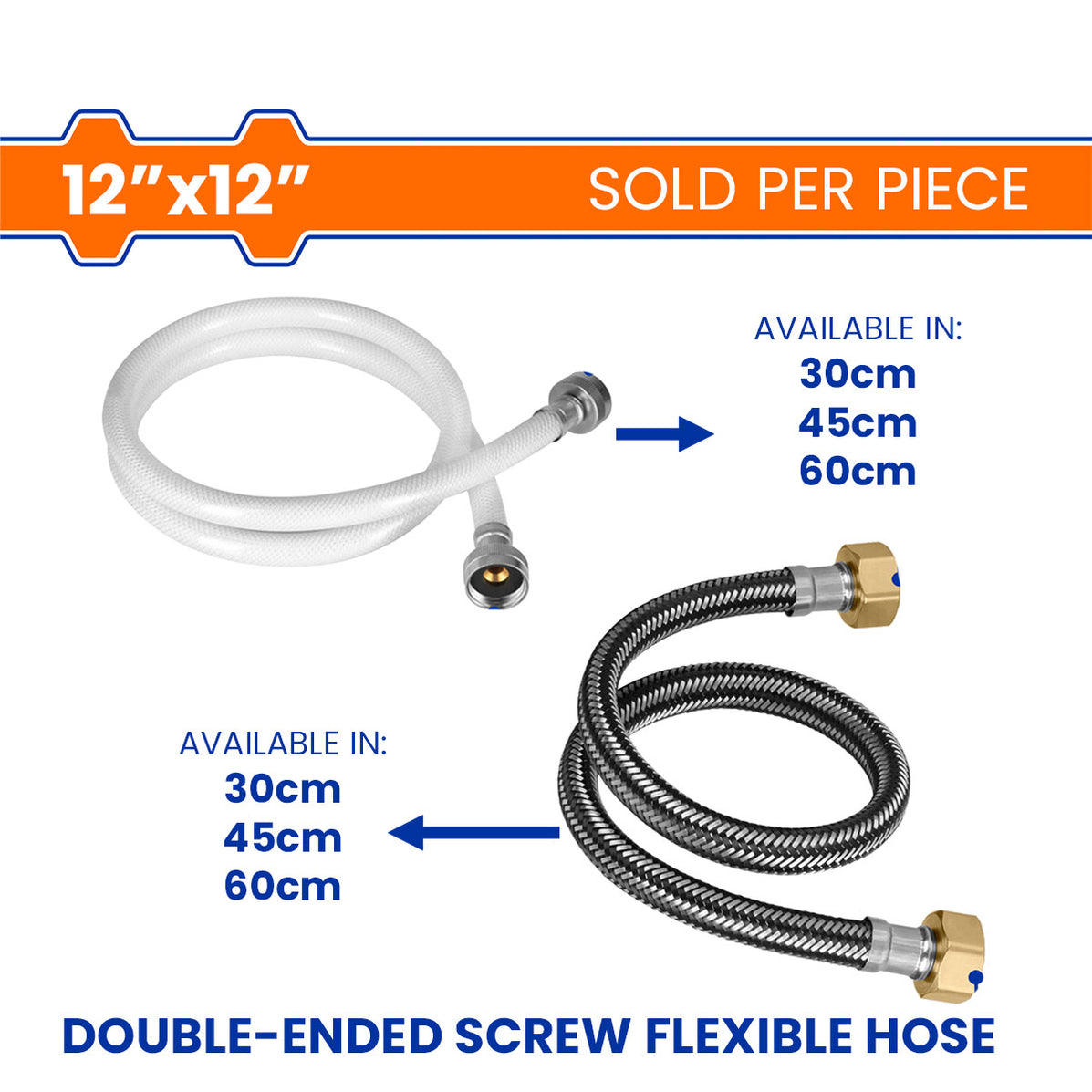 BUILDMATE Wadfow Double-Ended Screw Flexible Hose Braided / PVC Double ...