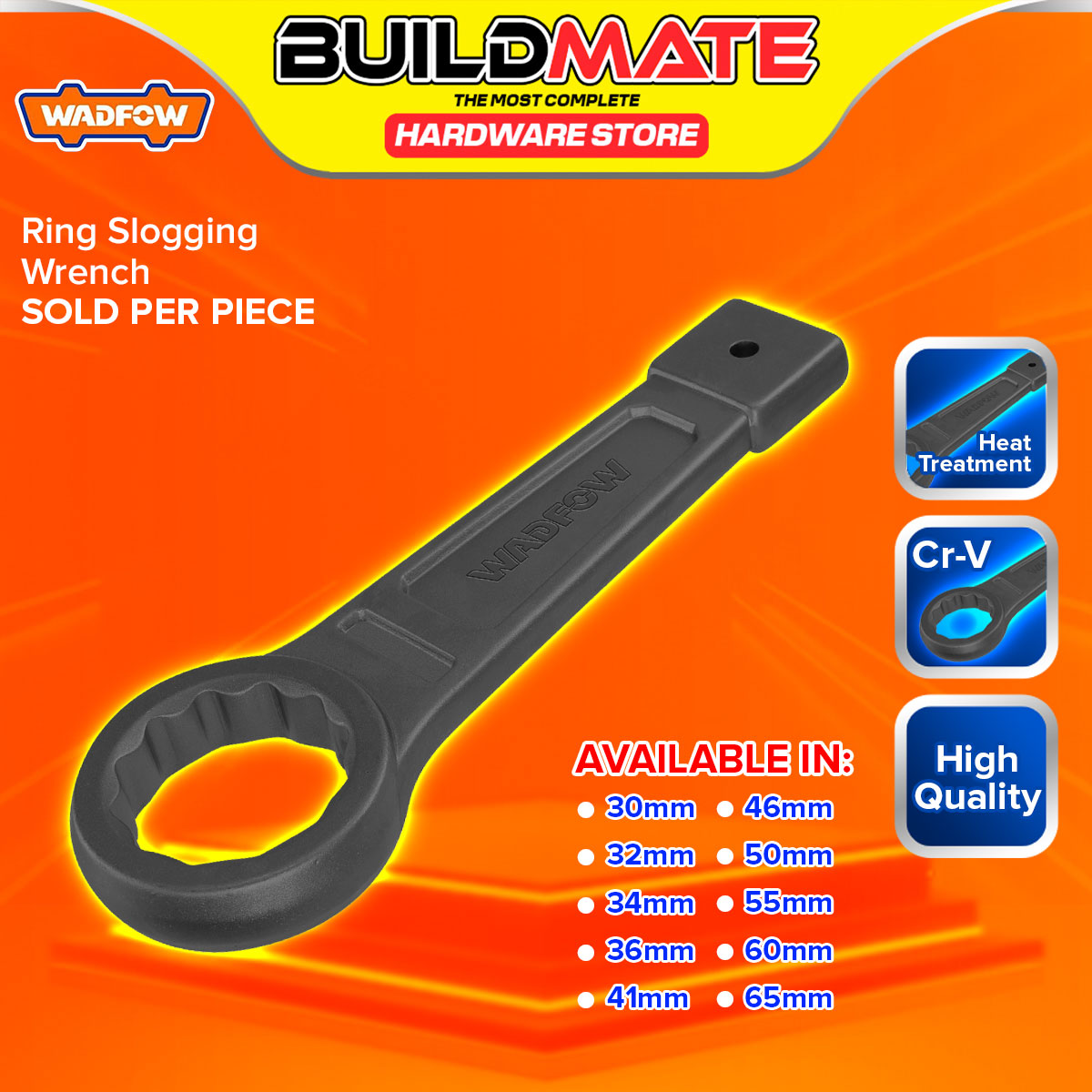 BUILDMATE Wadfow Ring Slogging Wrench 30MM - 65MM Cr-V Heavy Duty Stri ...