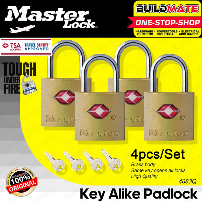 MASTER LOCK TSA Key Alike Brass Padlock #4683Q 4 pcs x 20MM 100% ORIGI ...