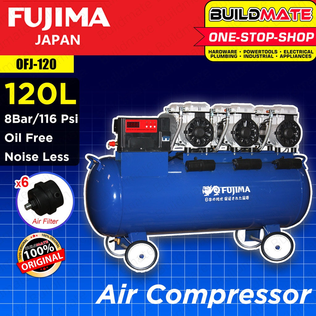 FUJIMA JAPAN 120L Air Compressor Oil Free Noise Less OFJ-120 100% ORIG ...