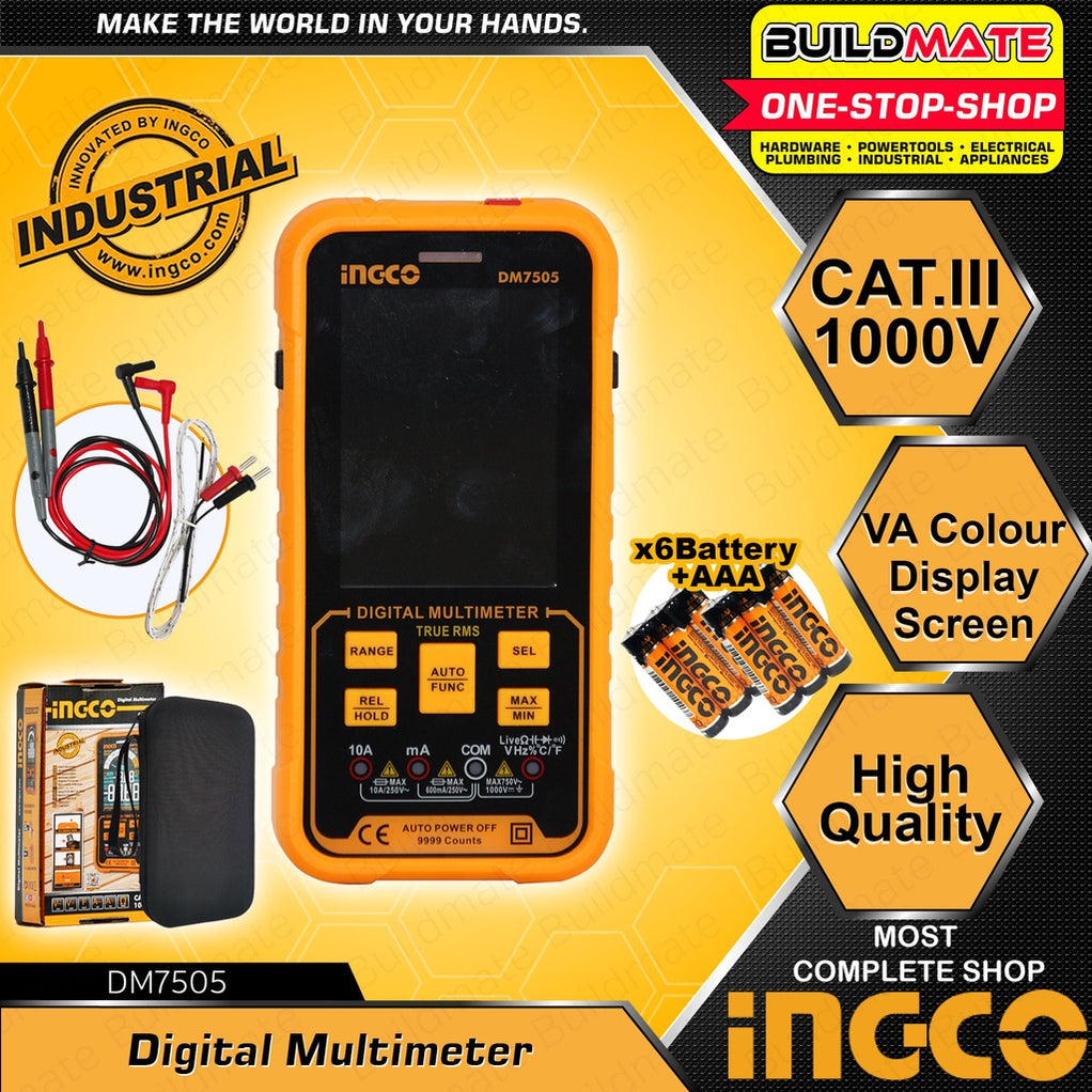 INGCO Digital Multimeter Tester DM7505 100% ORIGINAL / AUTHENTIC •BUIL ...