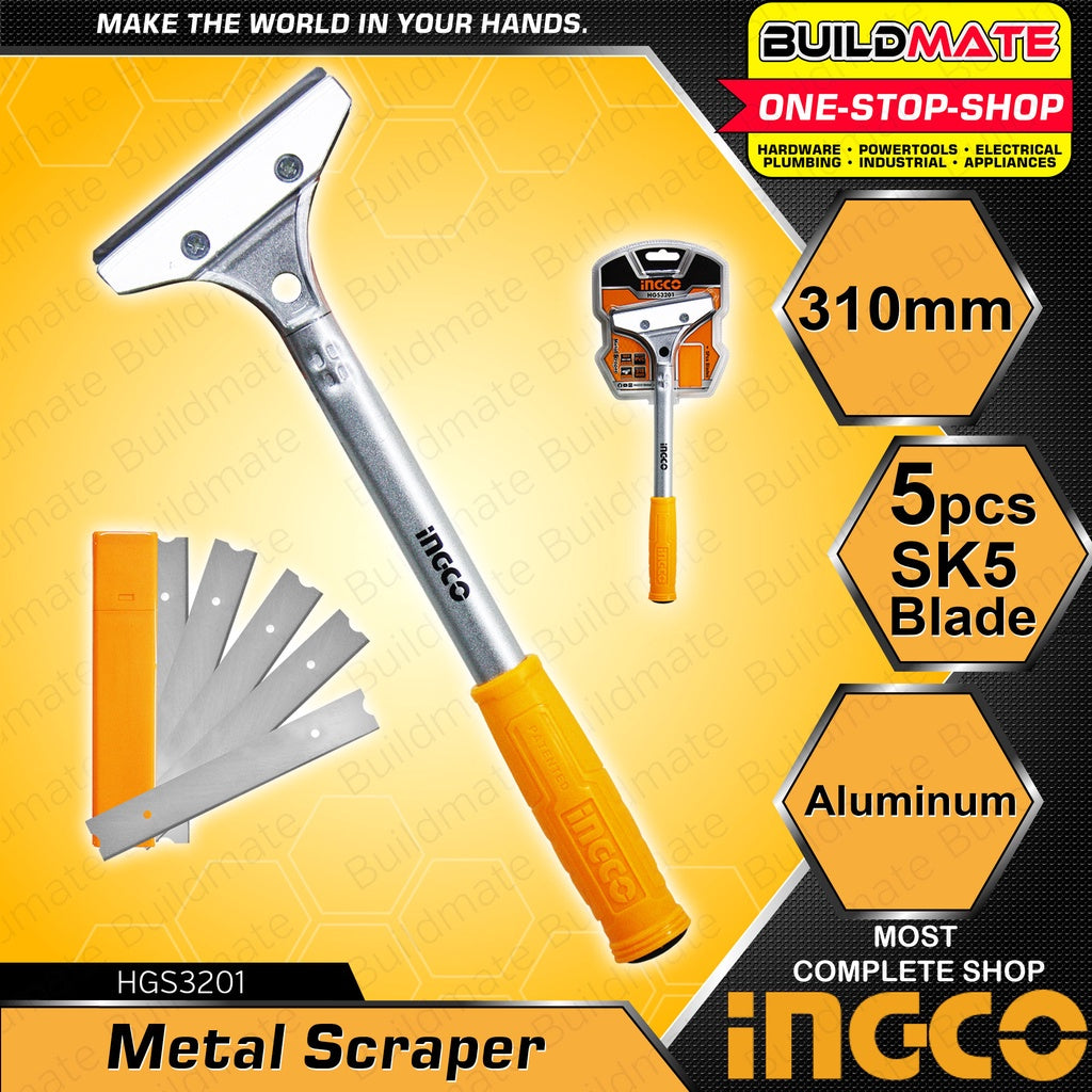 INGCO 310mm Metal Scraper Aluminum Handle with 5PCS SK5 Blades Zinc Al ...