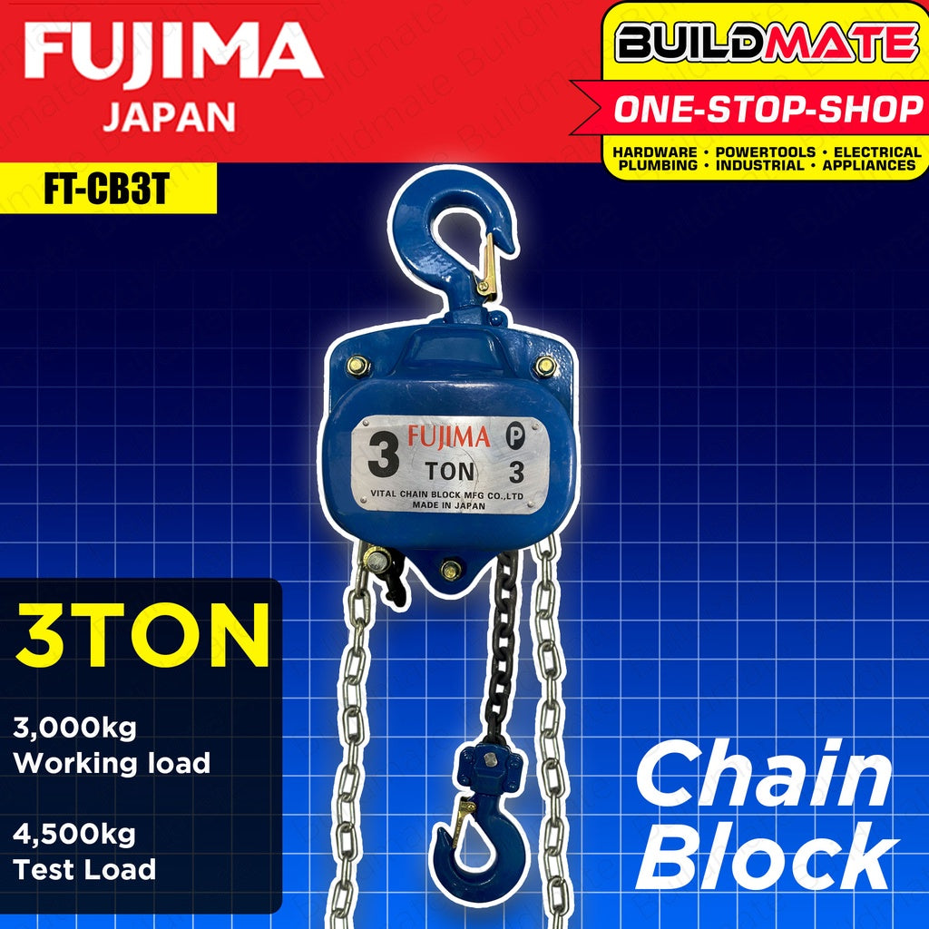 FUJIMA JAPAN Chain Block 3 TONS 3T FT-CB3T •BUILDMATE• — Buildmate