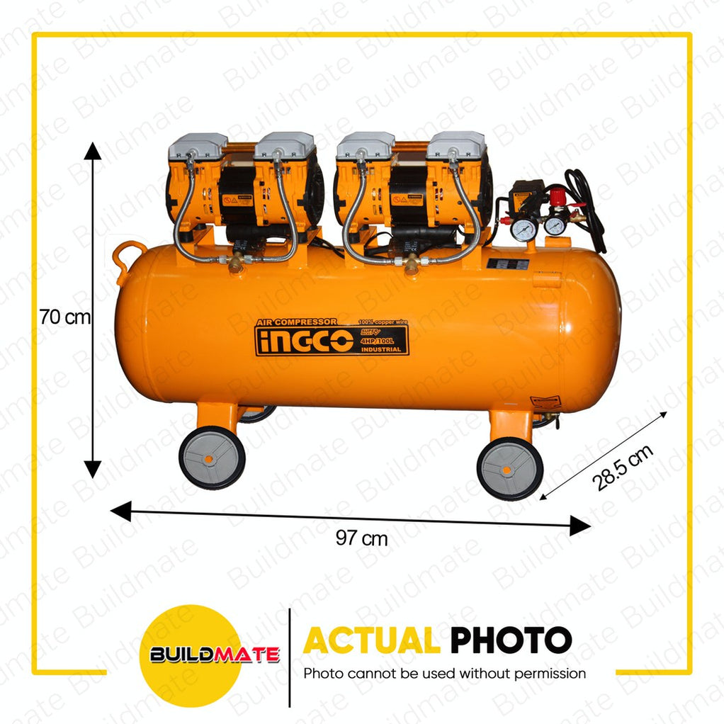 INGCO 4HP 100L Air Compressor Oil Free Noiseless System 1500W SUPER SE ...
