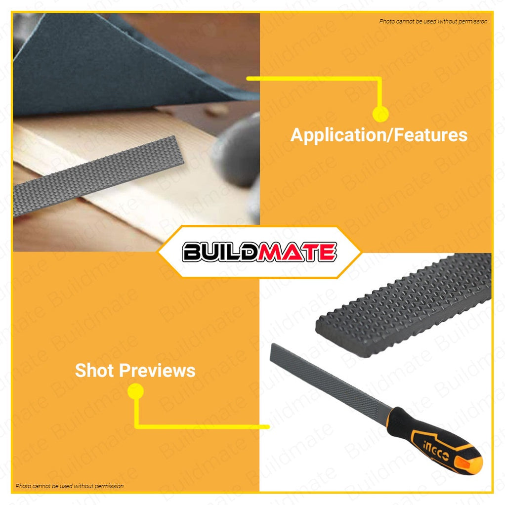 BUILDMATE Ingco Carbon Steel Flat Wood File 8" Inch Wood Shaping and S ...