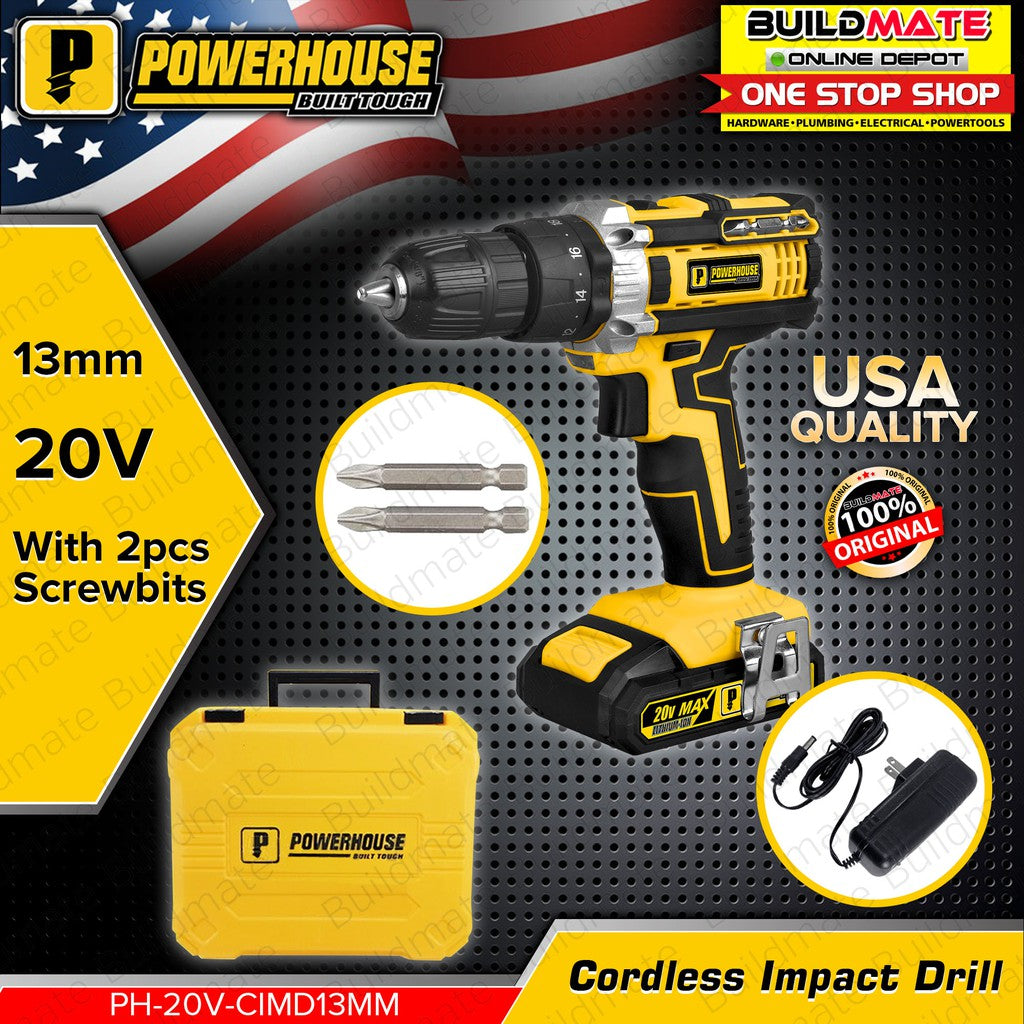 POWERHOUSE 20V Cordless Impact Drill 13mm PH-20V-CIMD13MM •BUILDMATE ...
