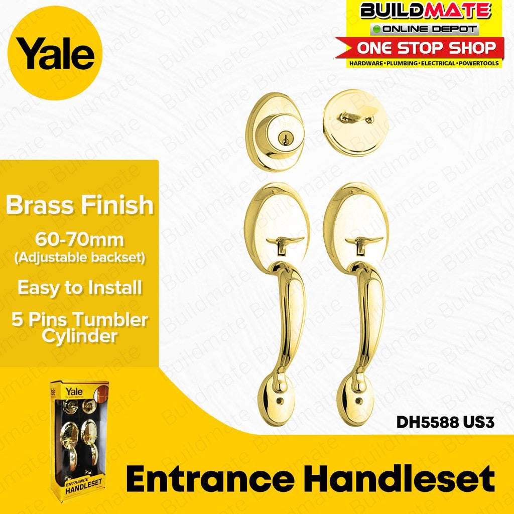 YALE Entrance Door Knob Handleset Lock Set DH5588 US3 •BUILDMATE ...