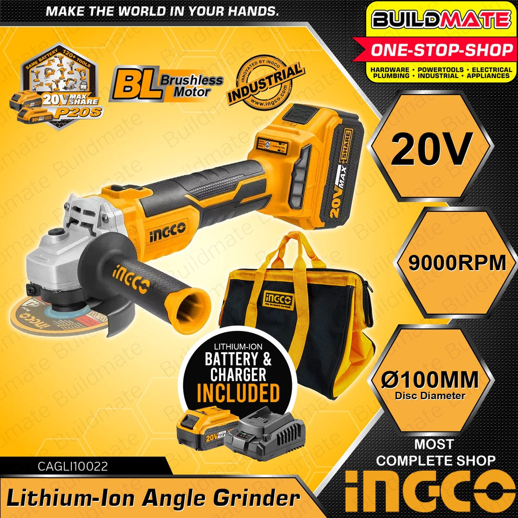 INGCO Lithium-Ion Cordless Angle Grinder w/ Battery Charger Included P ...