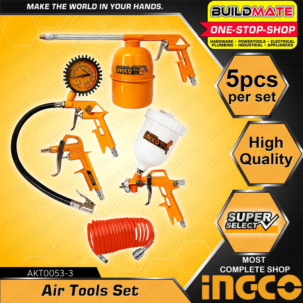 INGCO Paint Sprayer Air Tools Set 5 PCS SUPER SELECT AKT0053-3 •BUILDM ...