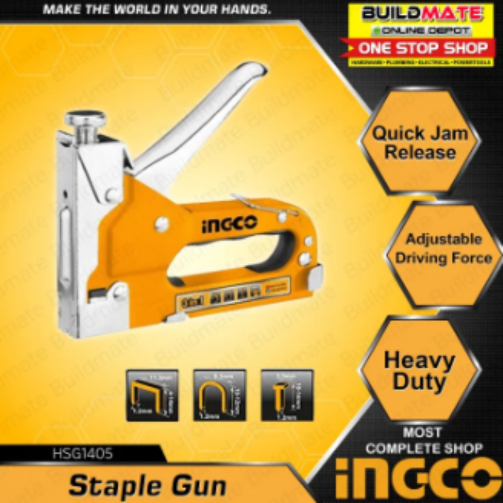 INGCO Staple Gun 3 in 1 Staplers Stapler Gun Tacker Tucker Brad Nail G ...